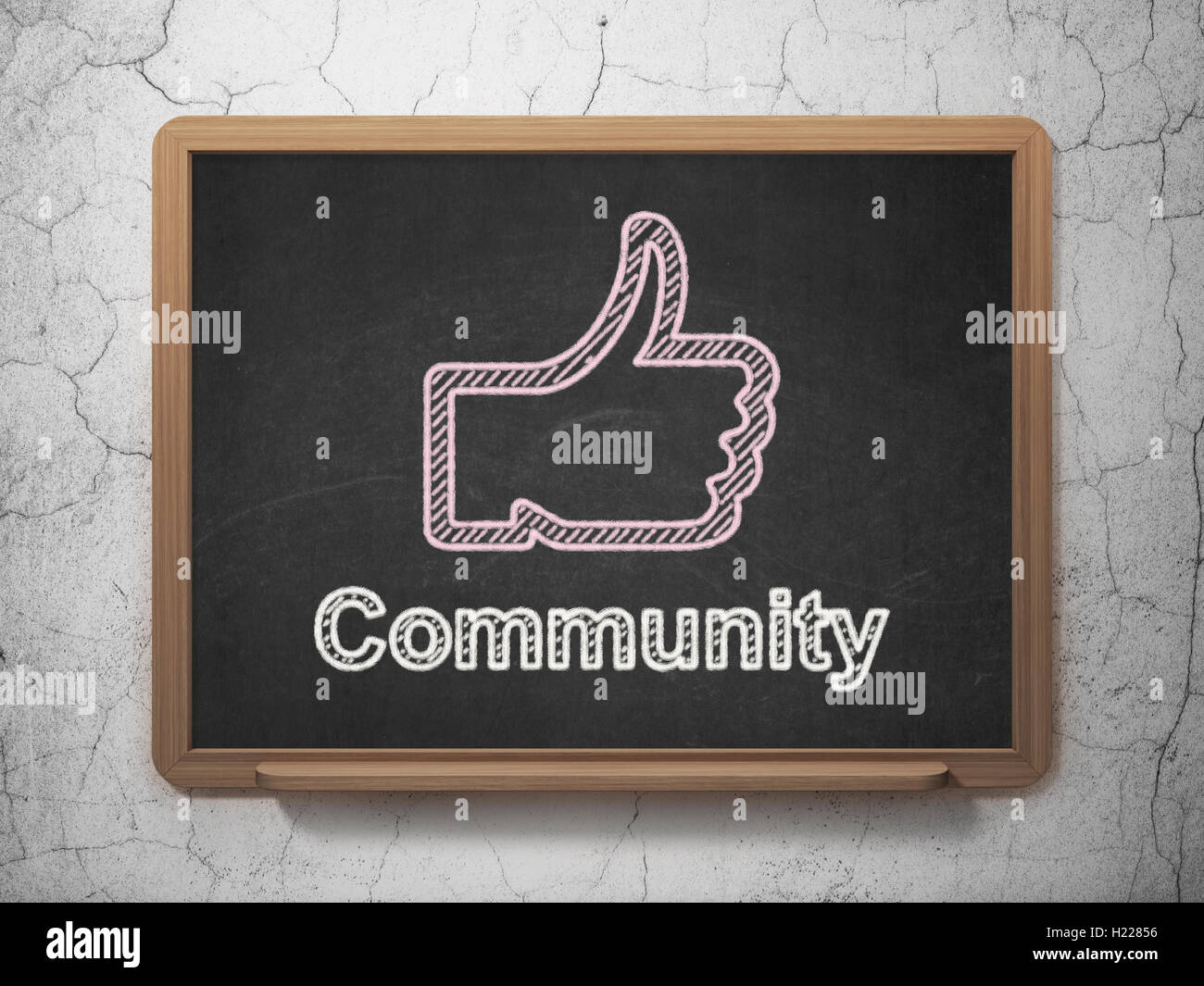 Social network concept: Thumb Up and Community on chalkboard background ...