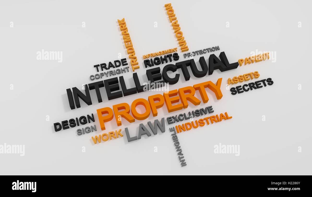 Intellectual Property word cloud over white background Stock Photo - Alamy