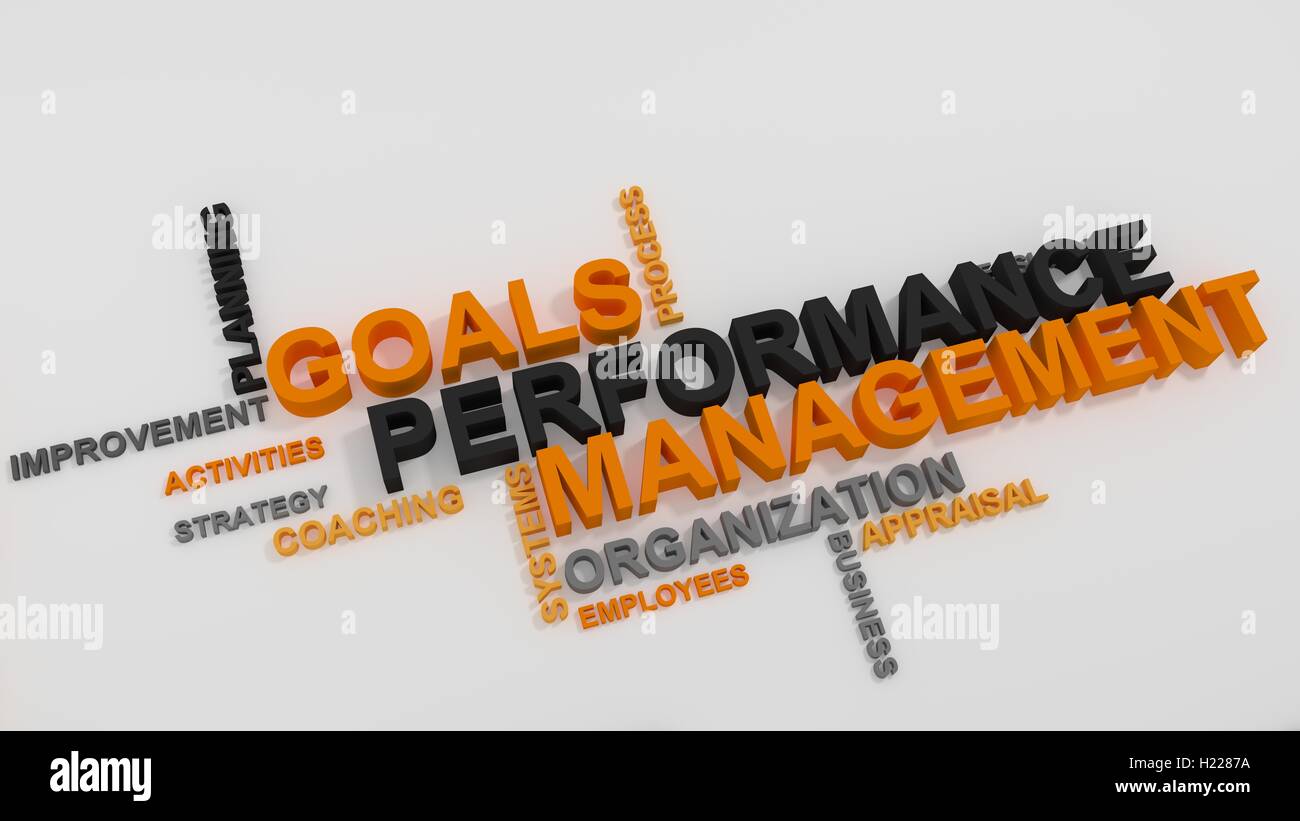 Goals Performance Management word cloud over white background Stock ...