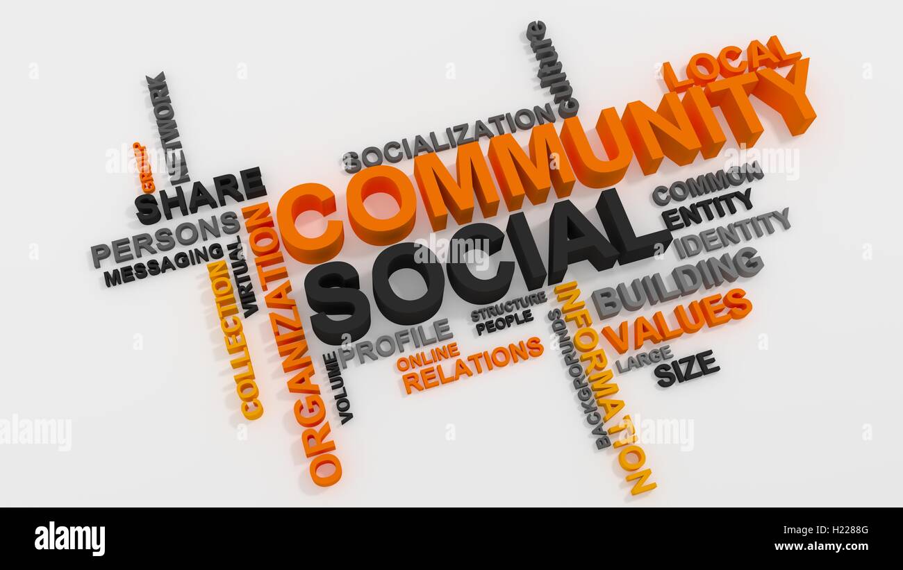 Social Community word cloud over white background Stock Photo - Alamy