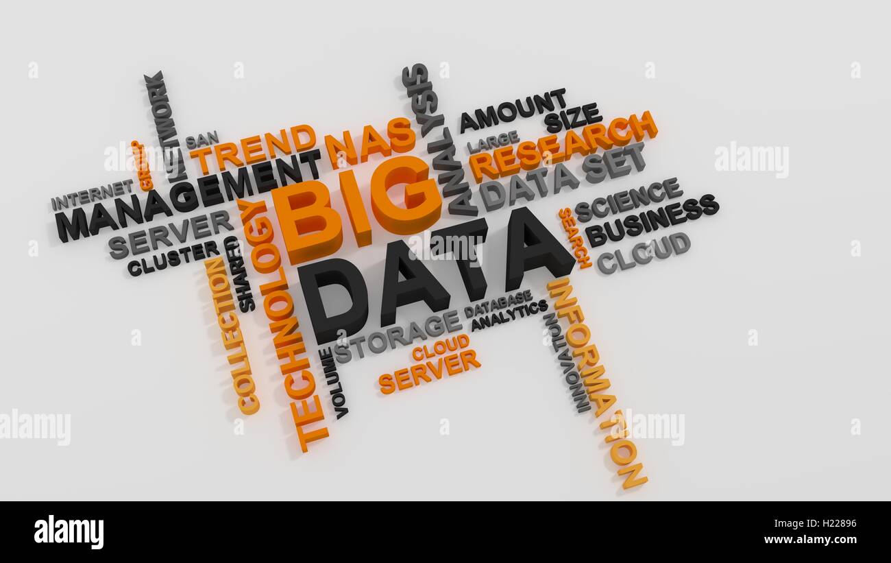 Big Data word cloud on white background Stock Photo - Alamy