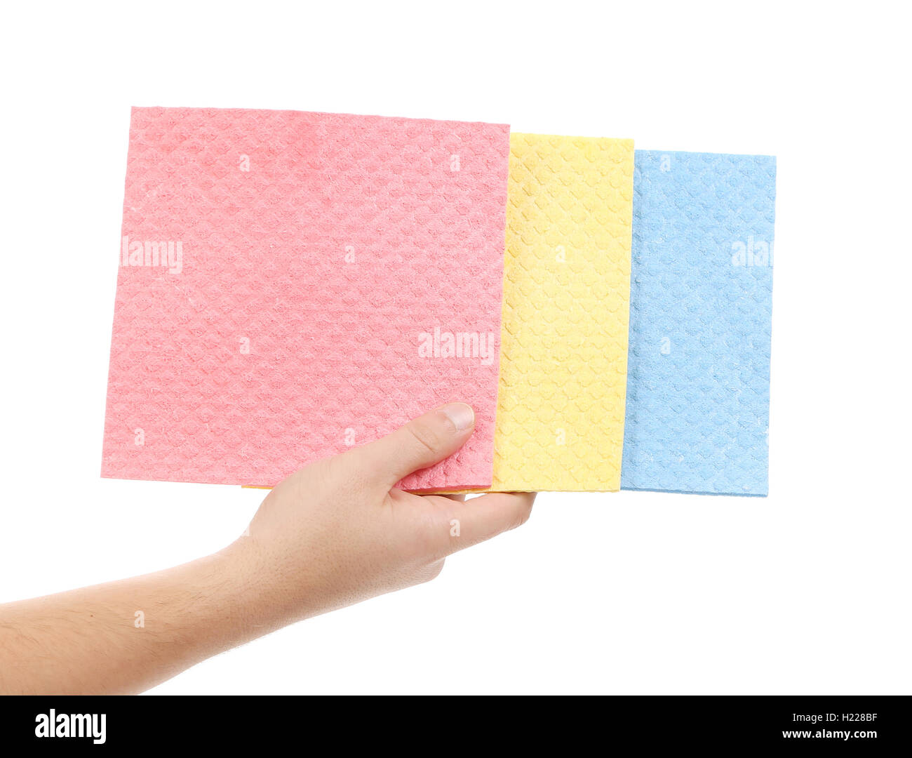 Hand holds different sponges Stock Photo - Alamy
