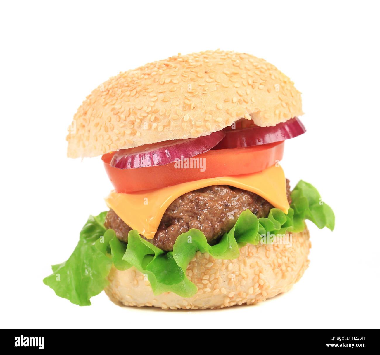 Big tasty fast food hamburger Stock Photo - Alamy