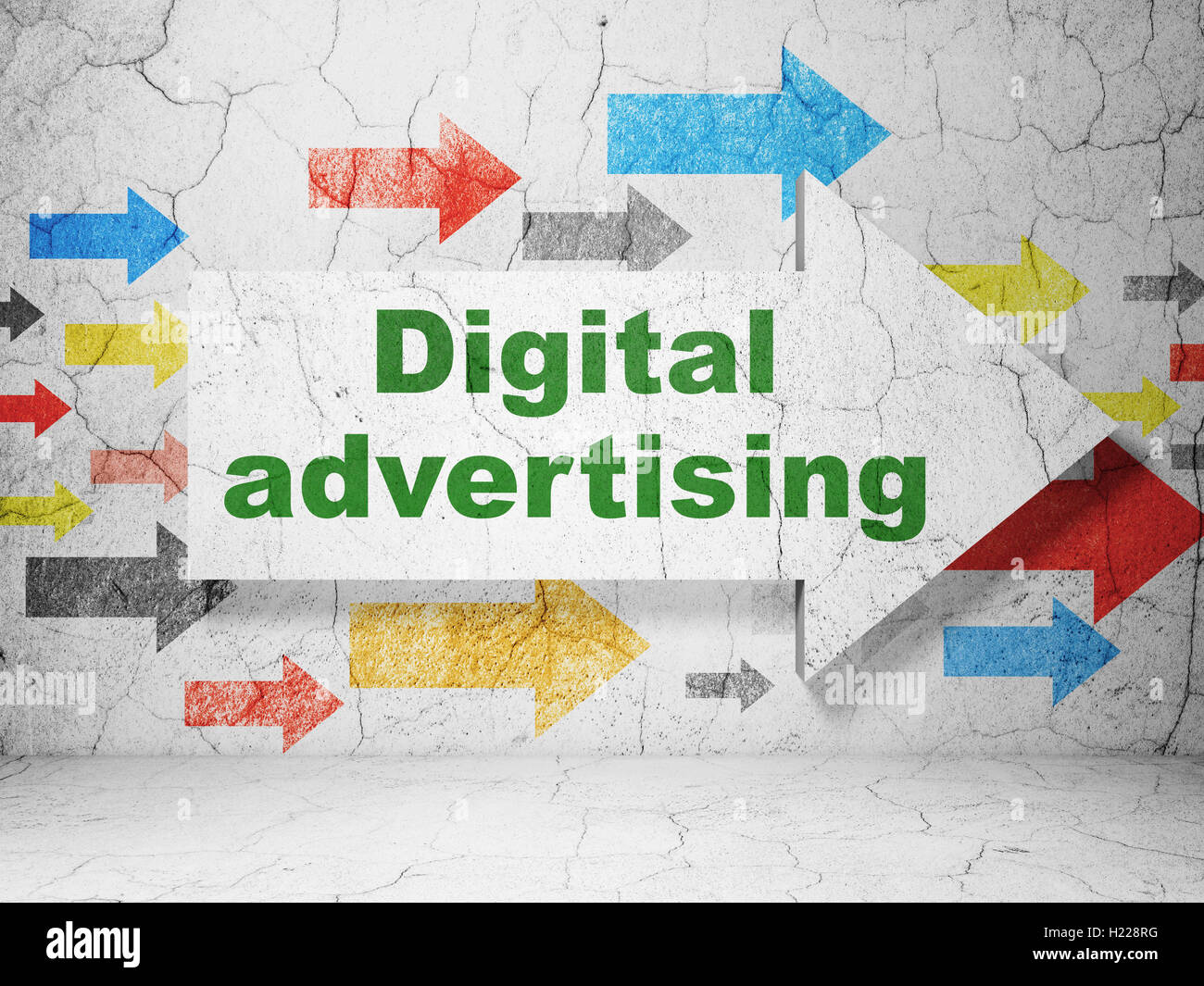 Advertising concept: arrow with Digital Advertising on grunge wall ...