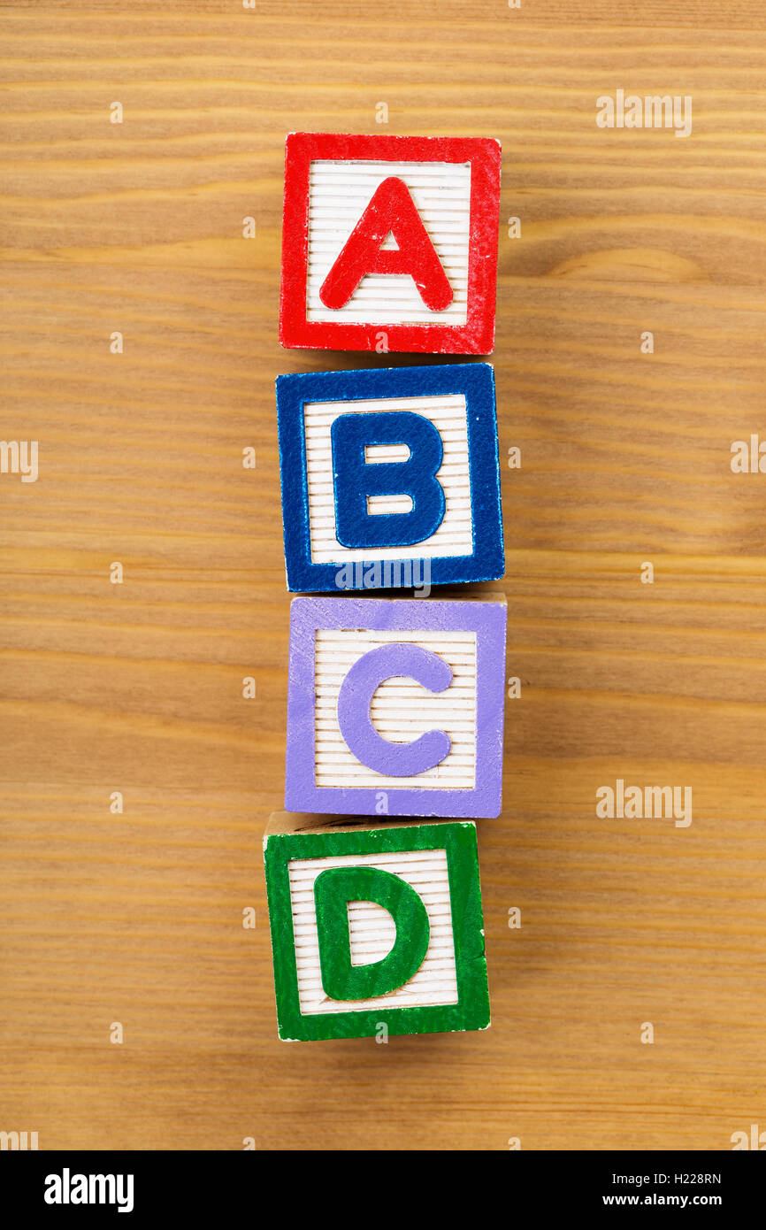 ABCD wooden toy block Stock Photo - Alamy