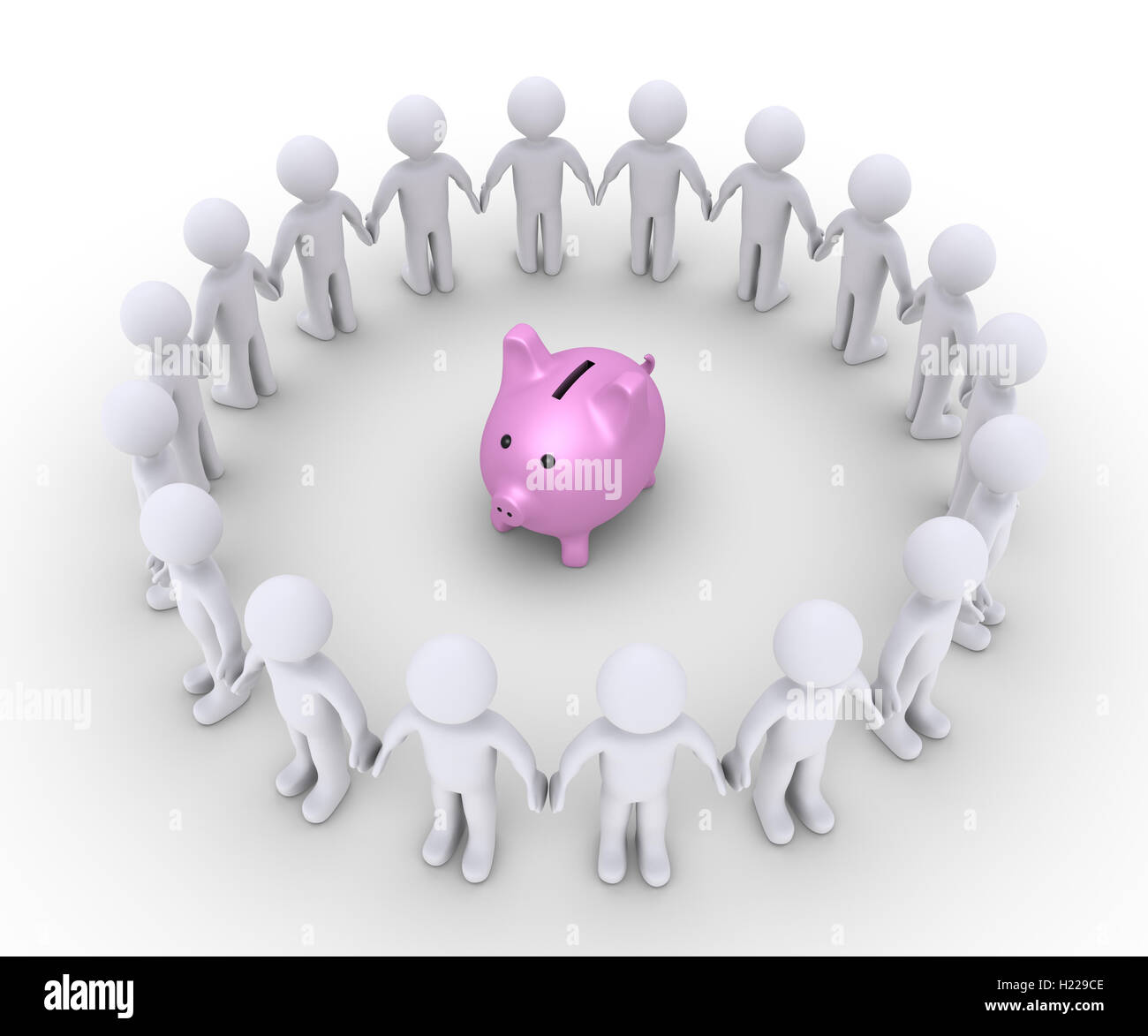 Pig money box and people around it Stock Photo - Alamy