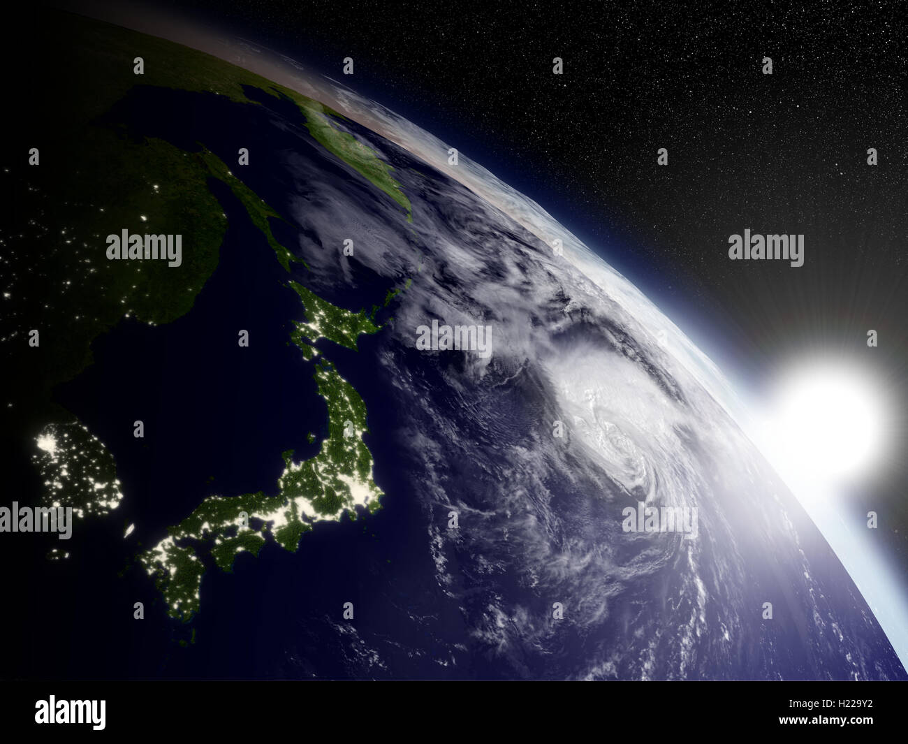 Sunrise over Japan Stock Photo - Alamy