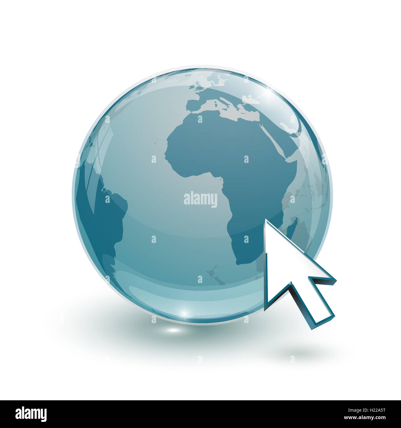 glass globe earth map 3d blue and cursor Stock Photo - Alamy