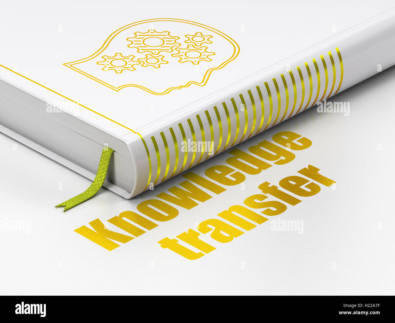 Education concept: book Head With Gears, Knowledge Transfer on white ...