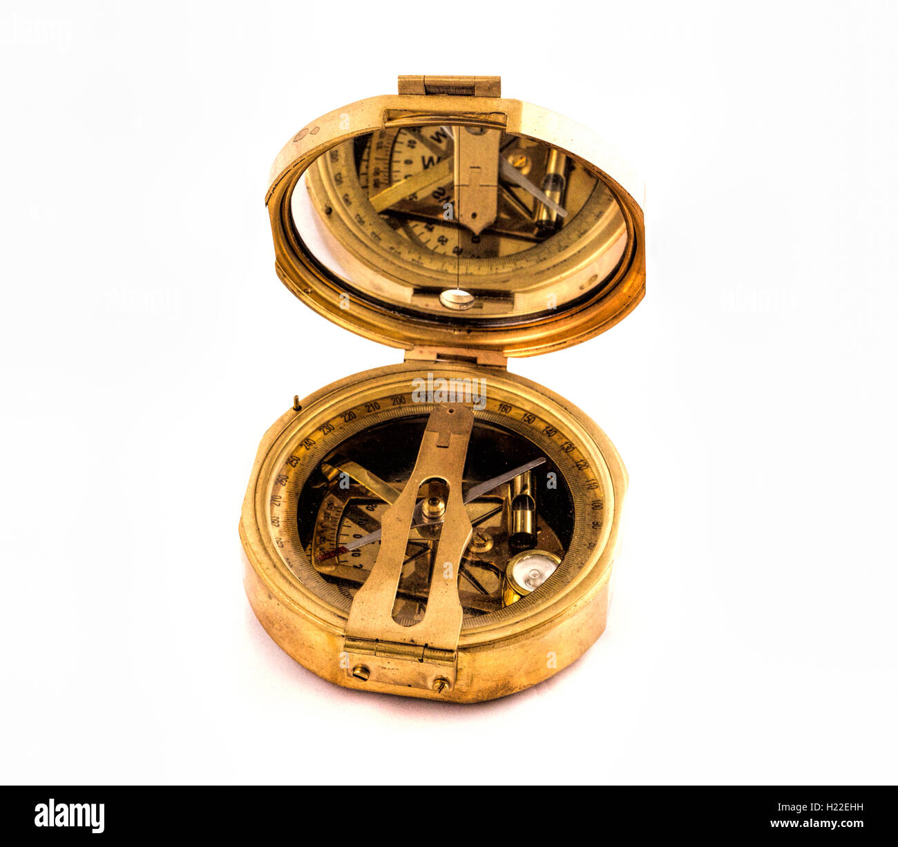Antique Brass compass isolated on white Stock Photo - Alamy