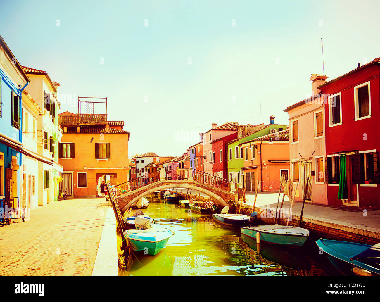 Burano island, colorful view of the fisher houses Stock Photo - Alamy