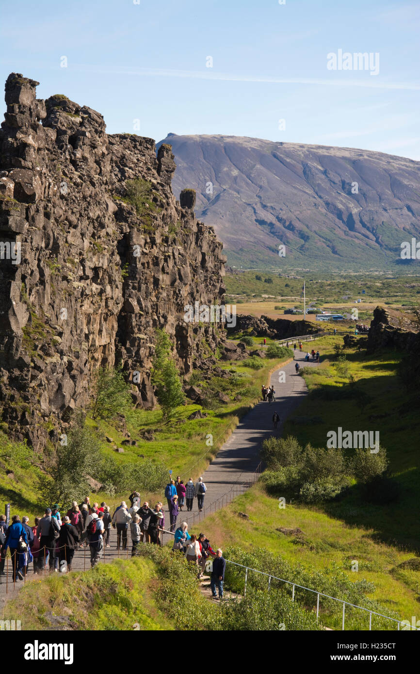 EUROPE, ICELAND, Thingvellir National Park, situated on the tectonic ...