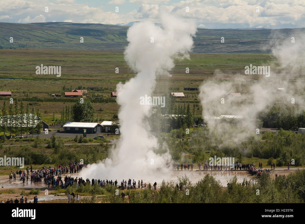 EUROPE, ICELAND, Geysir, Geysir Geothermal Area, Strokkur geyser ...