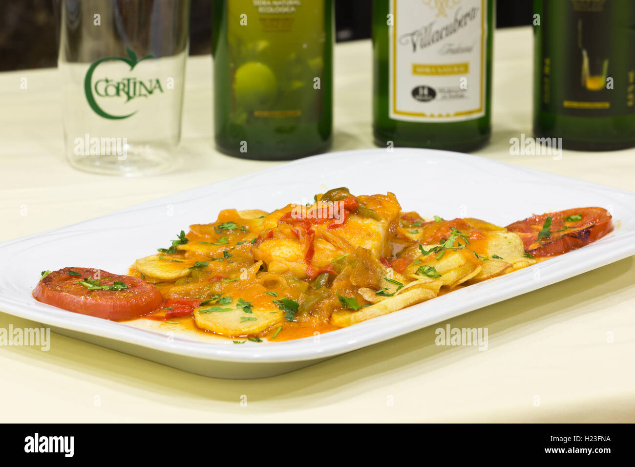 Sidrería Casa Roman, cod my way Stock Photo - Alamy