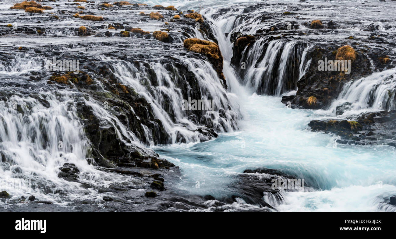 Brúarfoss Waterfall in winter, Selfoss, Southern Region, Iceland Stock ...