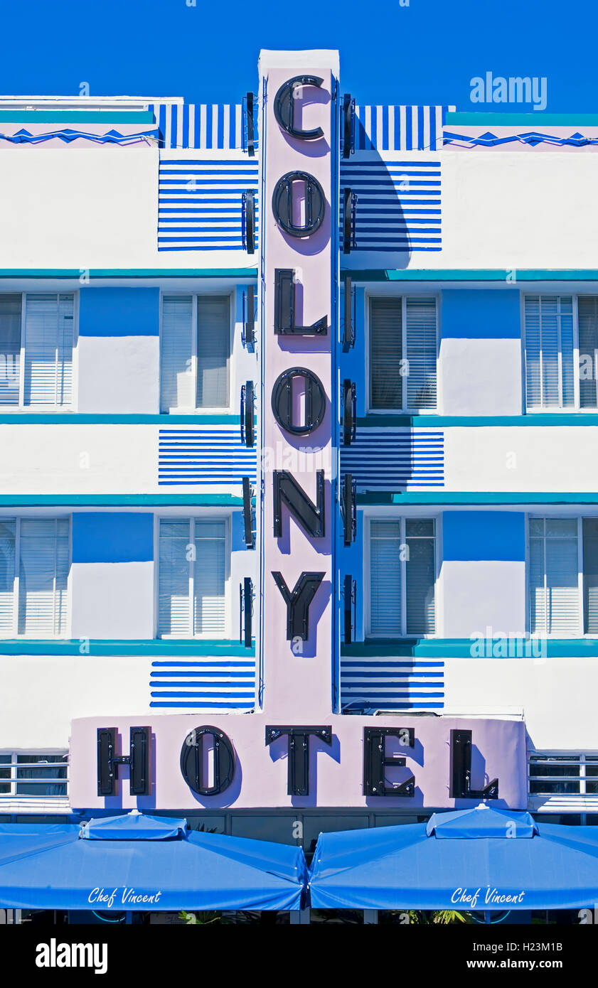 Colony Hotel on Ocean Drive, Miami, South Beach, Miami, Florida, U.S.A ...