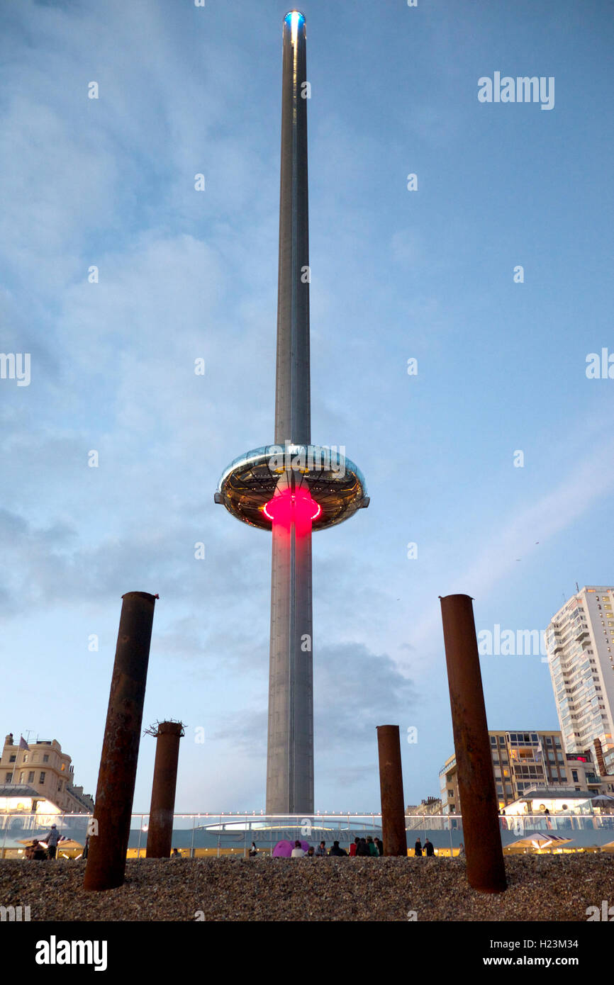 Brighton i360 vertical viewing moving tower , views over Brighton Stock ...