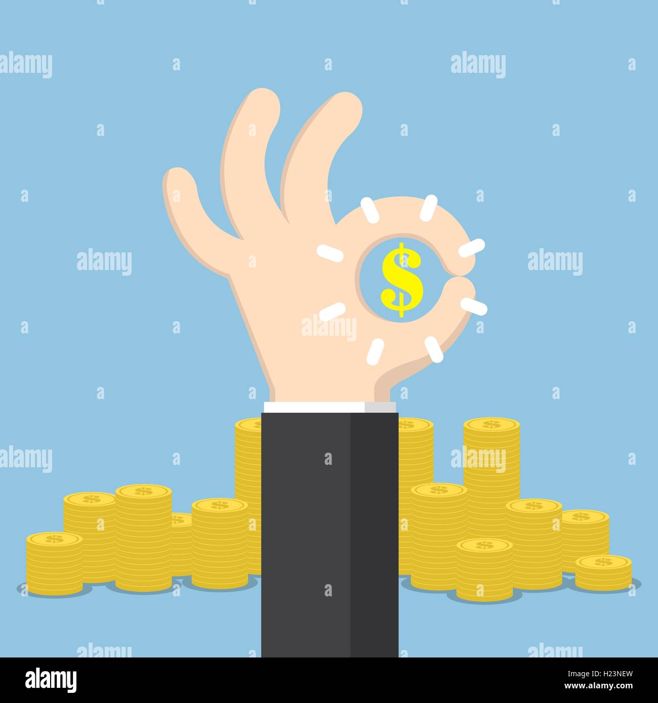 Businessman hand with ok and dollar sign, business deal and financial ...