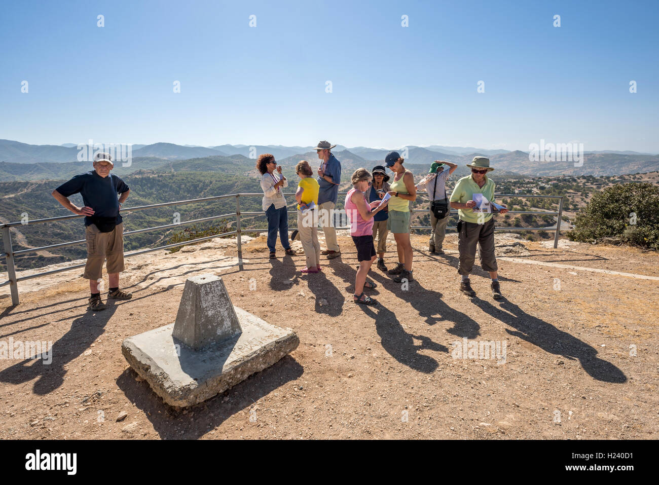 Tourists visiting the ancient site of Vouni Palace in northern Cyprus ...