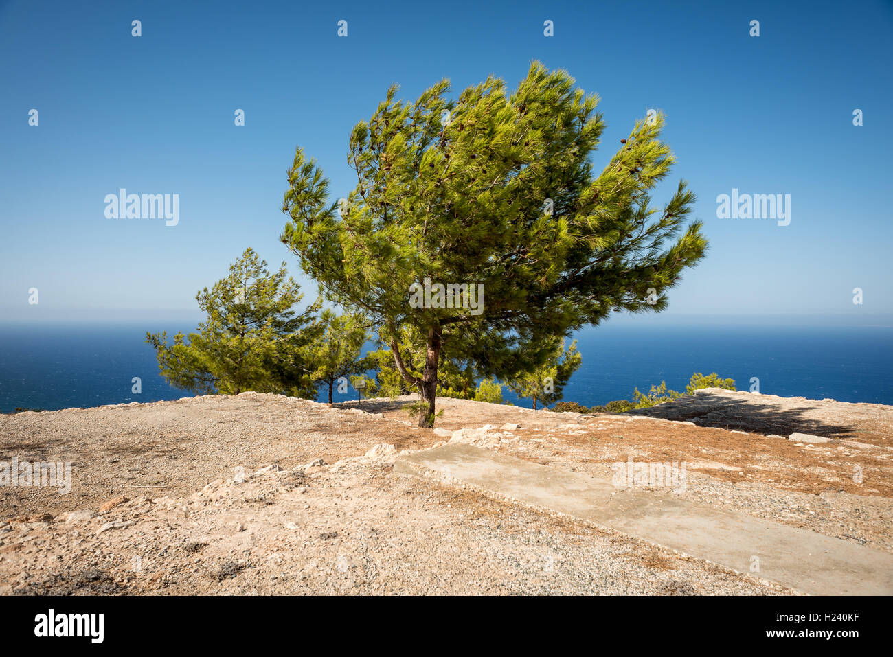Tourists visiting the ancient site of Vouni Palace in northern Cyprus ...