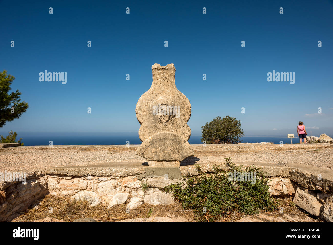 Tourists visiting the ancient site of Vouni Palace in northern Cyprus ...