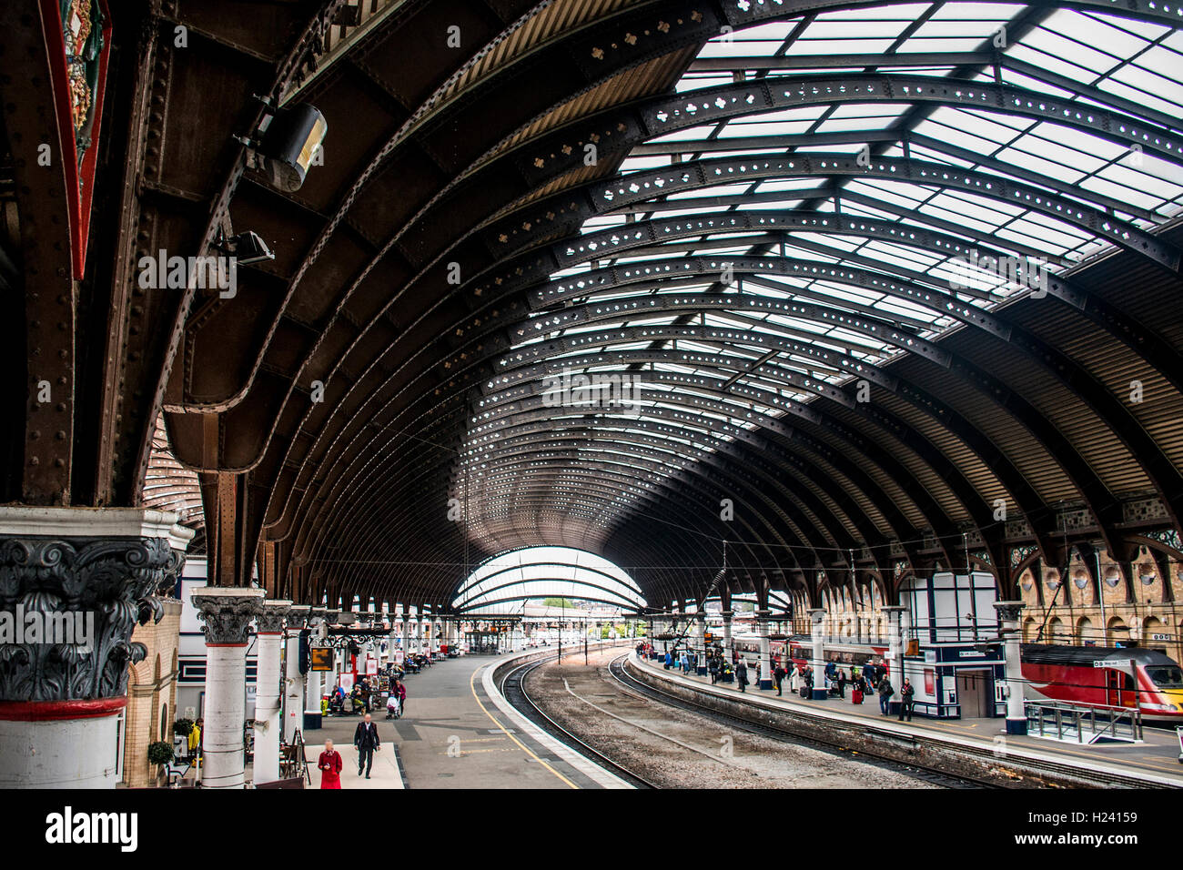 York railway train station departure yorkshire england Stock Photo - Alamy