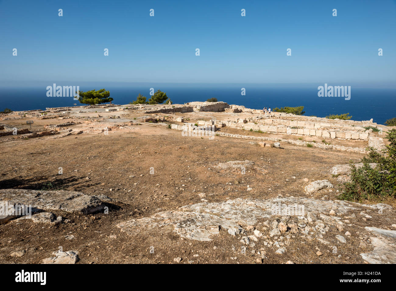 Tourists visiting the ancient site of Vouni Palace in northern Cyprus ...