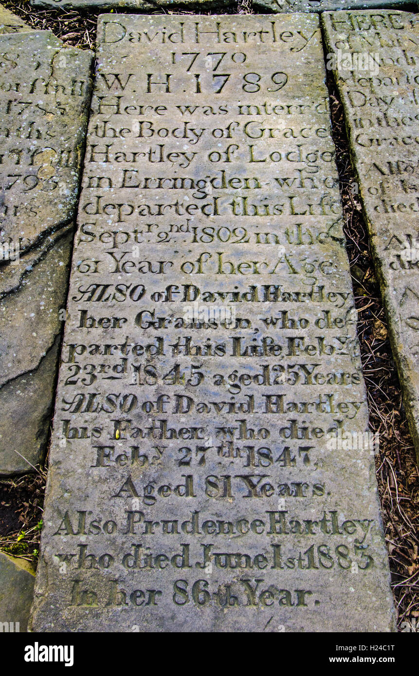 gravestone of David Hartley, 'King' of the Cragg Vale Coiners Stock ...