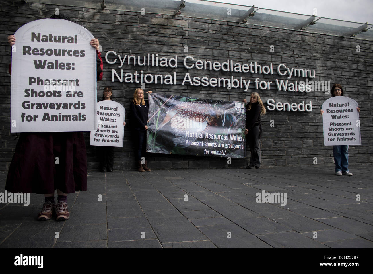 Campaigners from animal rights group Animal Aid hold a protest outside ...