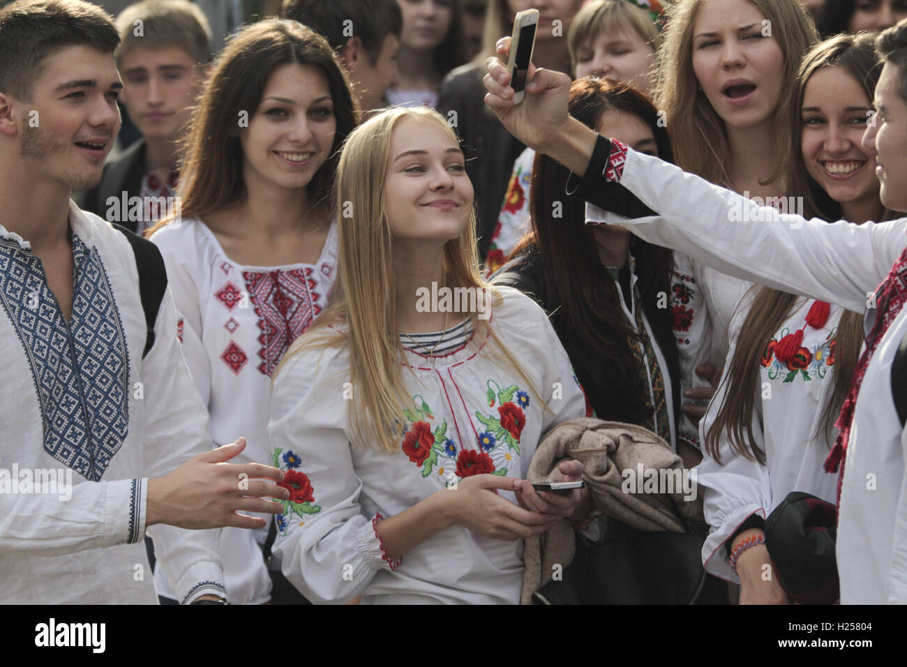 Kiev, Ukraine. September 24, 2016 - People dressed in traditional ...