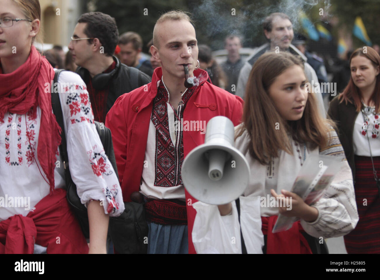 Kiev, Ukraine. September 24, 2016 - People dressed in traditional ...