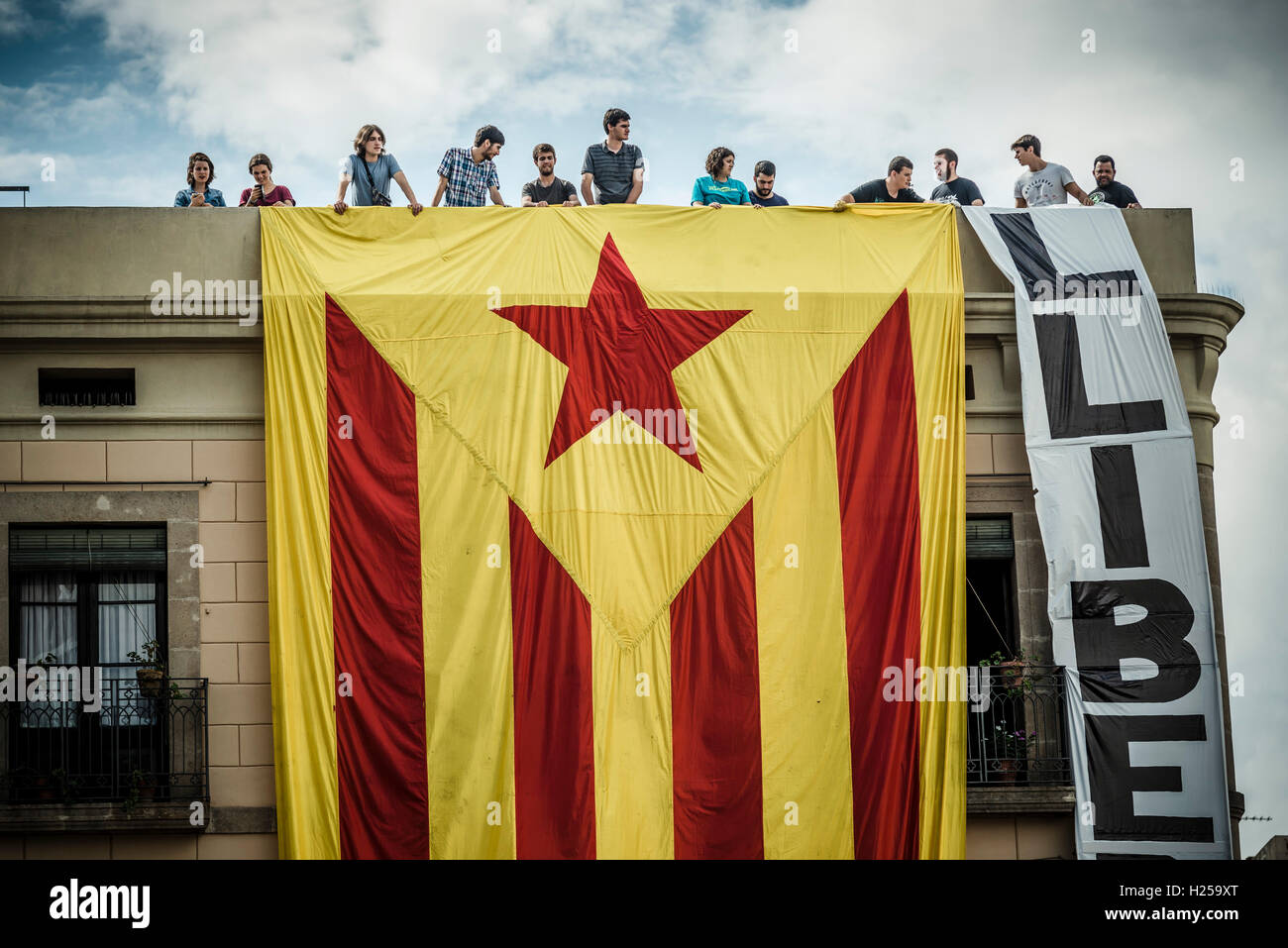 Barcelona, Spain. 24th September, 2016: Pro-independence supporters ...