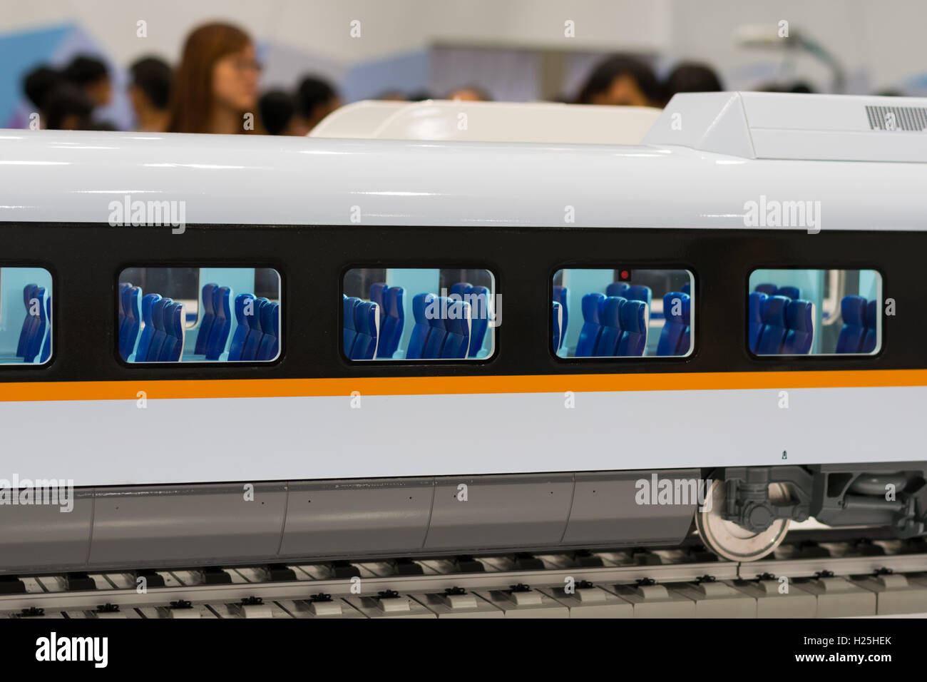 Side view of model high speed train at InnoTech Expo in Hong Kong SAR ...