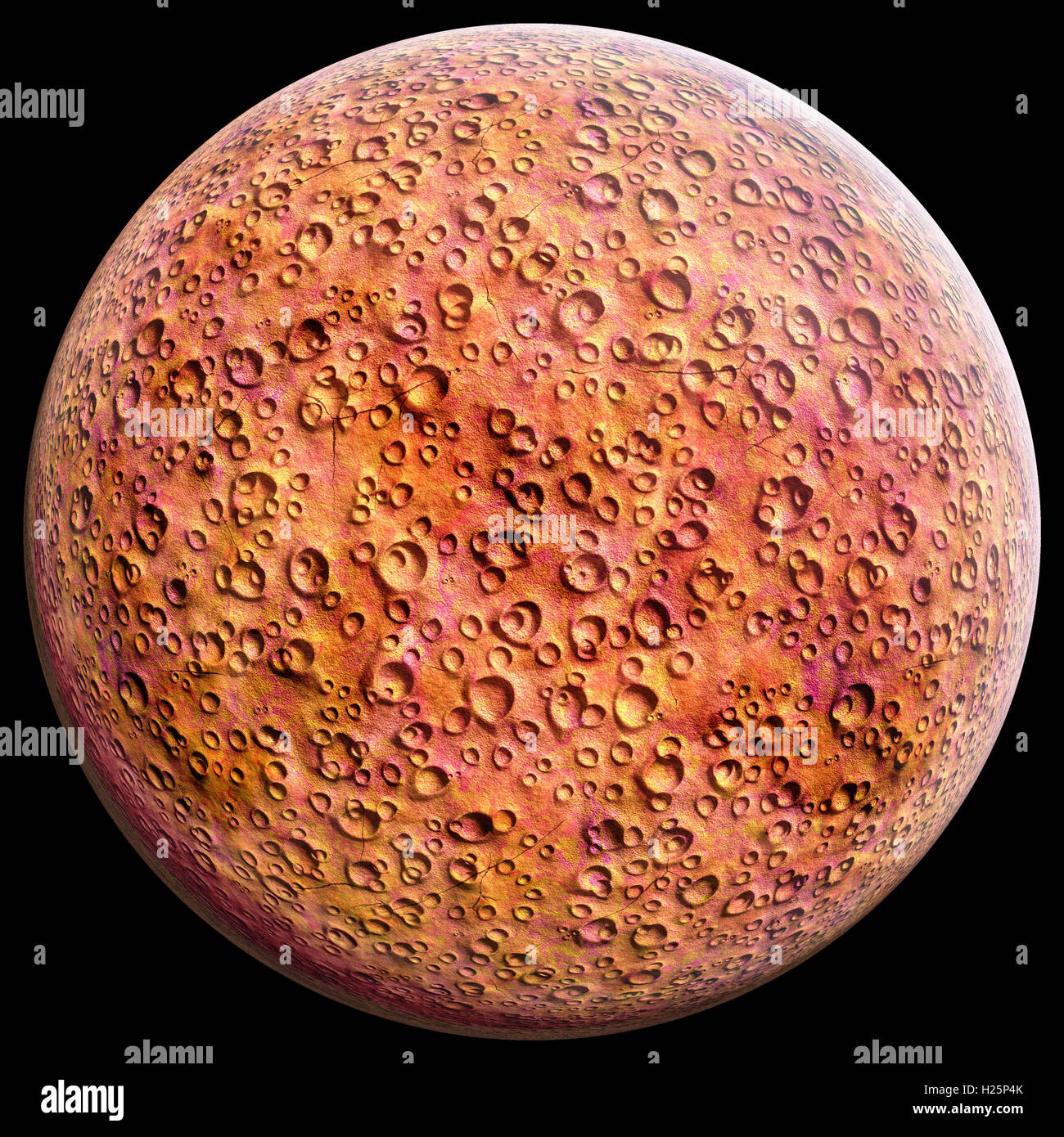 Planet with craters on a black background 3D illustration Stock Photo ...