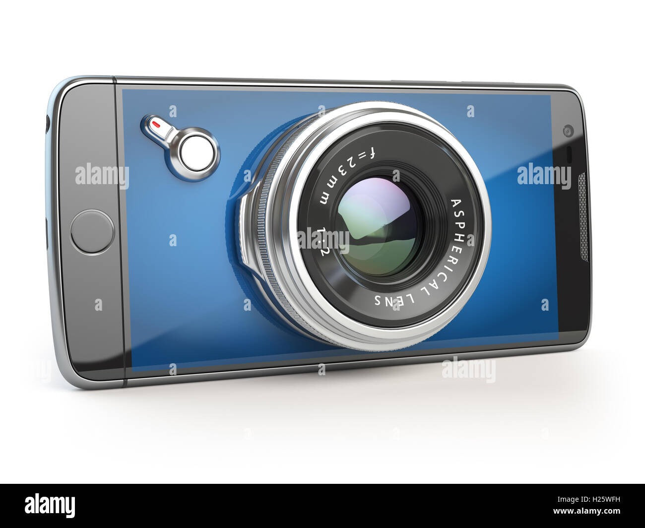 Smartphone digital camera concept. Mobile phone with camera lens ...