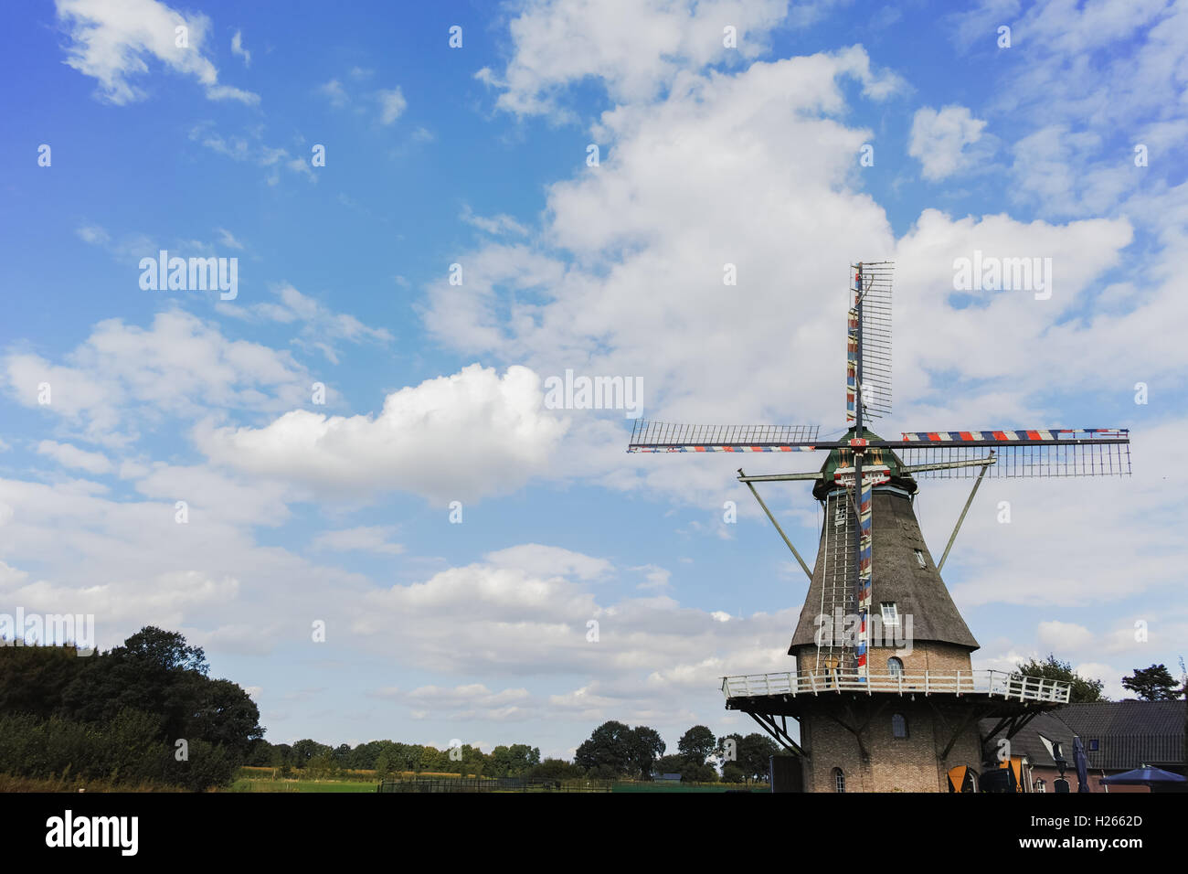Dutch flour windmill landscape Stock Photo - Alamy