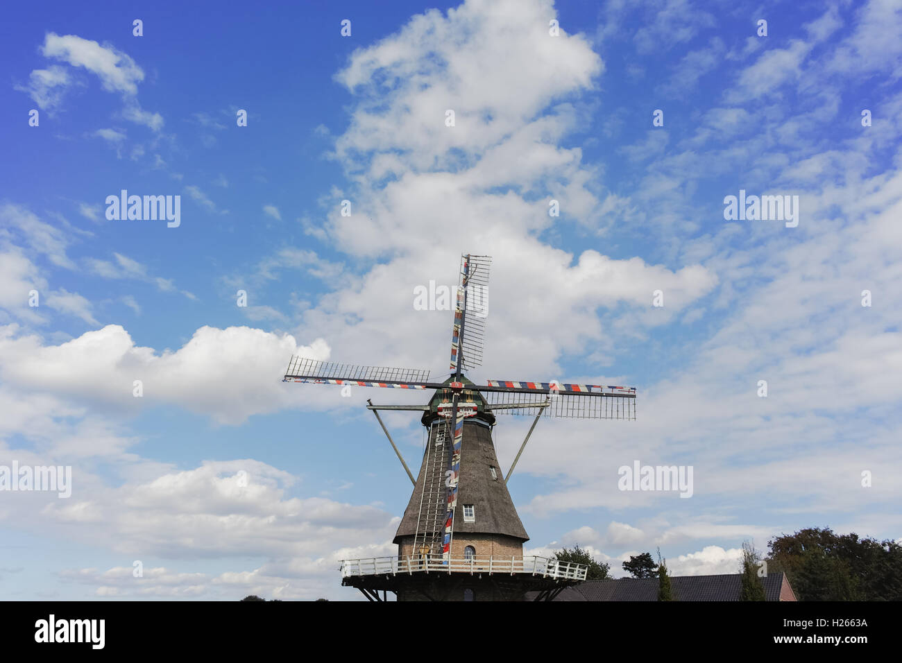 Dutch flour windmill landscape Stock Photo - Alamy