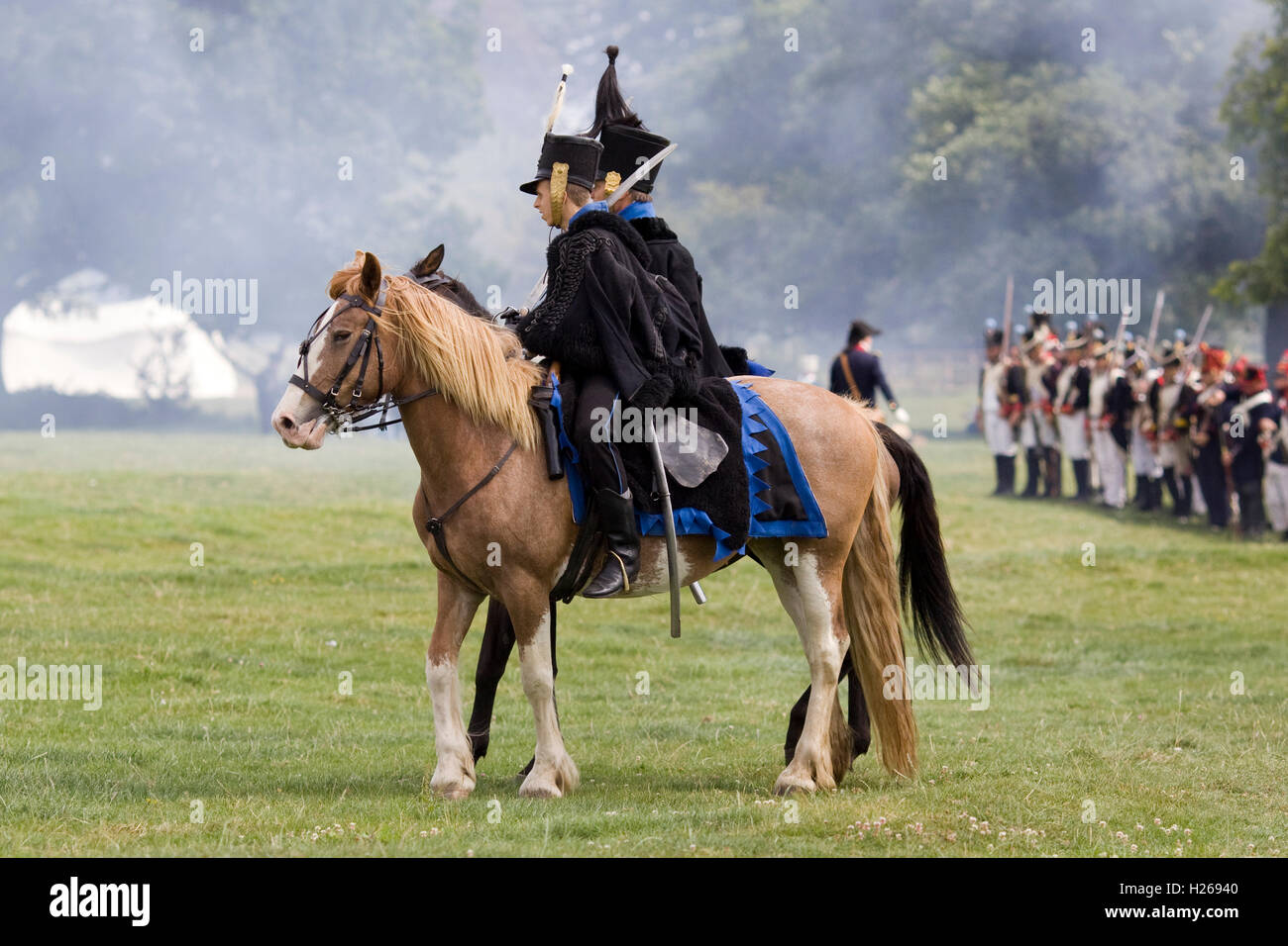 Napoleon's Cavalry at the reenactment for the Battle of Waterloo Stock ...