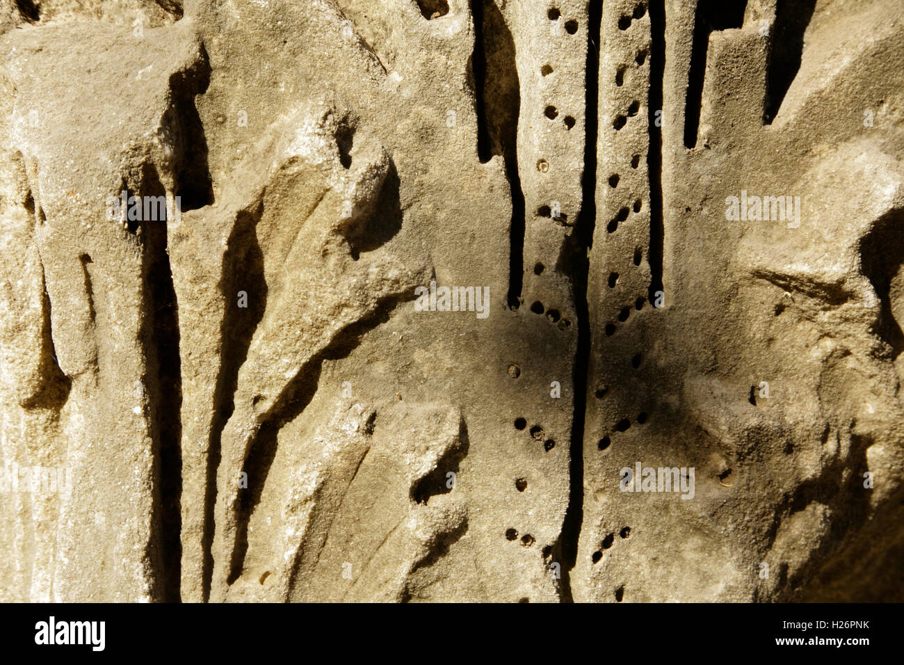 Ornately designed panels carved into stone tablet Stock Photo - Alamy