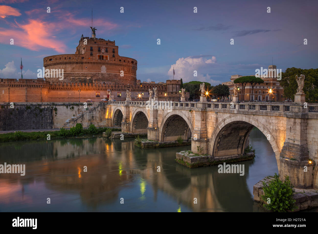 Rome. Image of the Castle of Holy Angel and Holy Angel Bridge over the Tiber River in Rome at ...