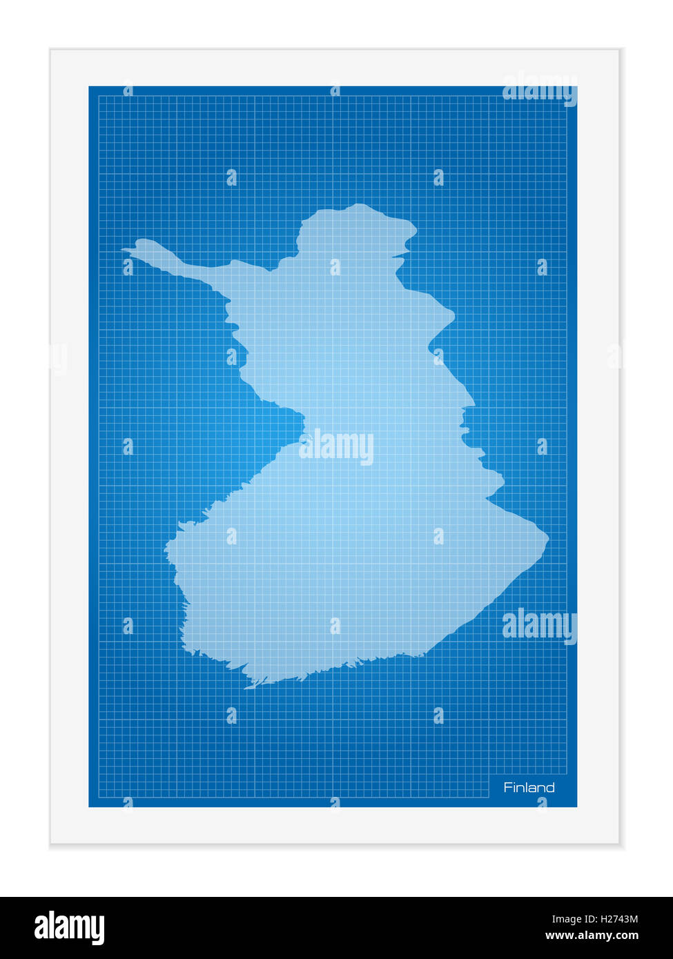 Finland on blueprint on a white background Stock Photo - Alamy