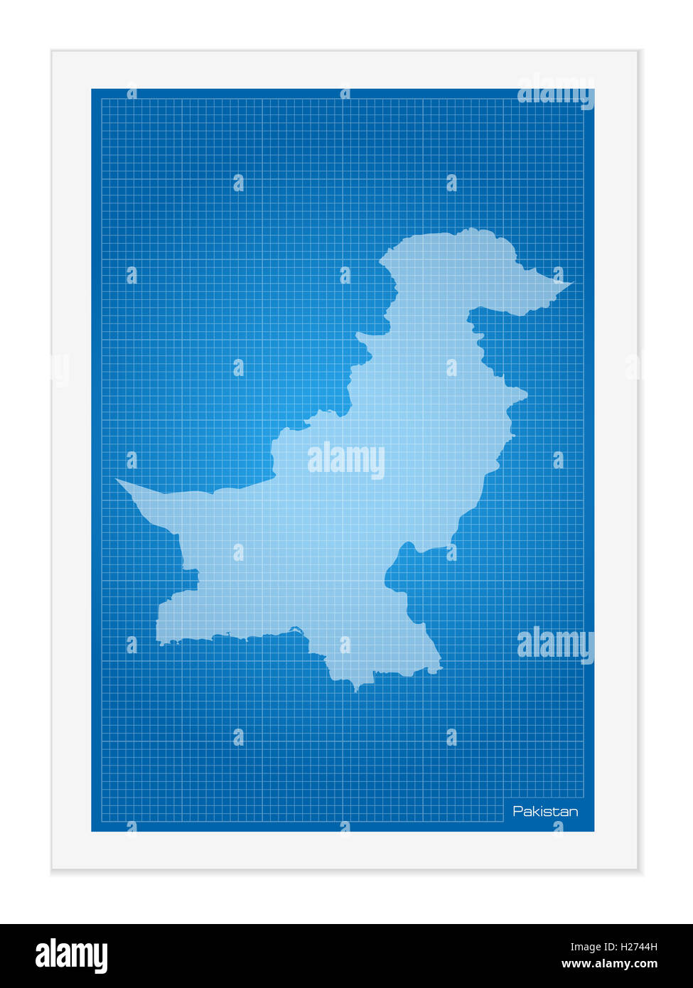 Pakistan on blueprint on a white background Stock Photo - Alamy
