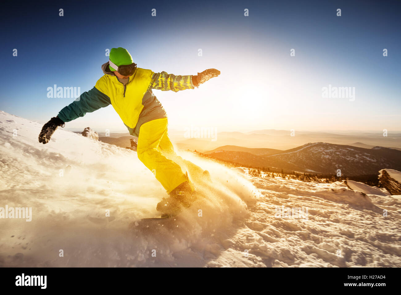 Male snowboarder rides on board hi-res stock photography and images - Alamy