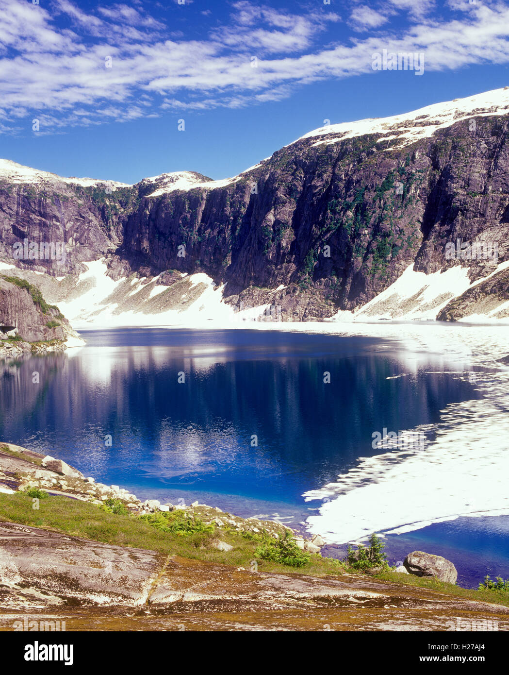 The upper lake at the Twin Lakes. British Columbia, Canada Stock Photo ...