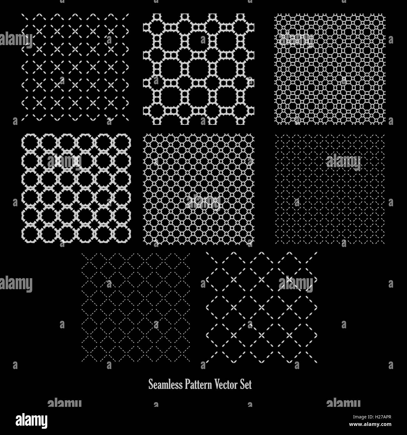 seamless pattern set abstract forms design on dark background vector ...