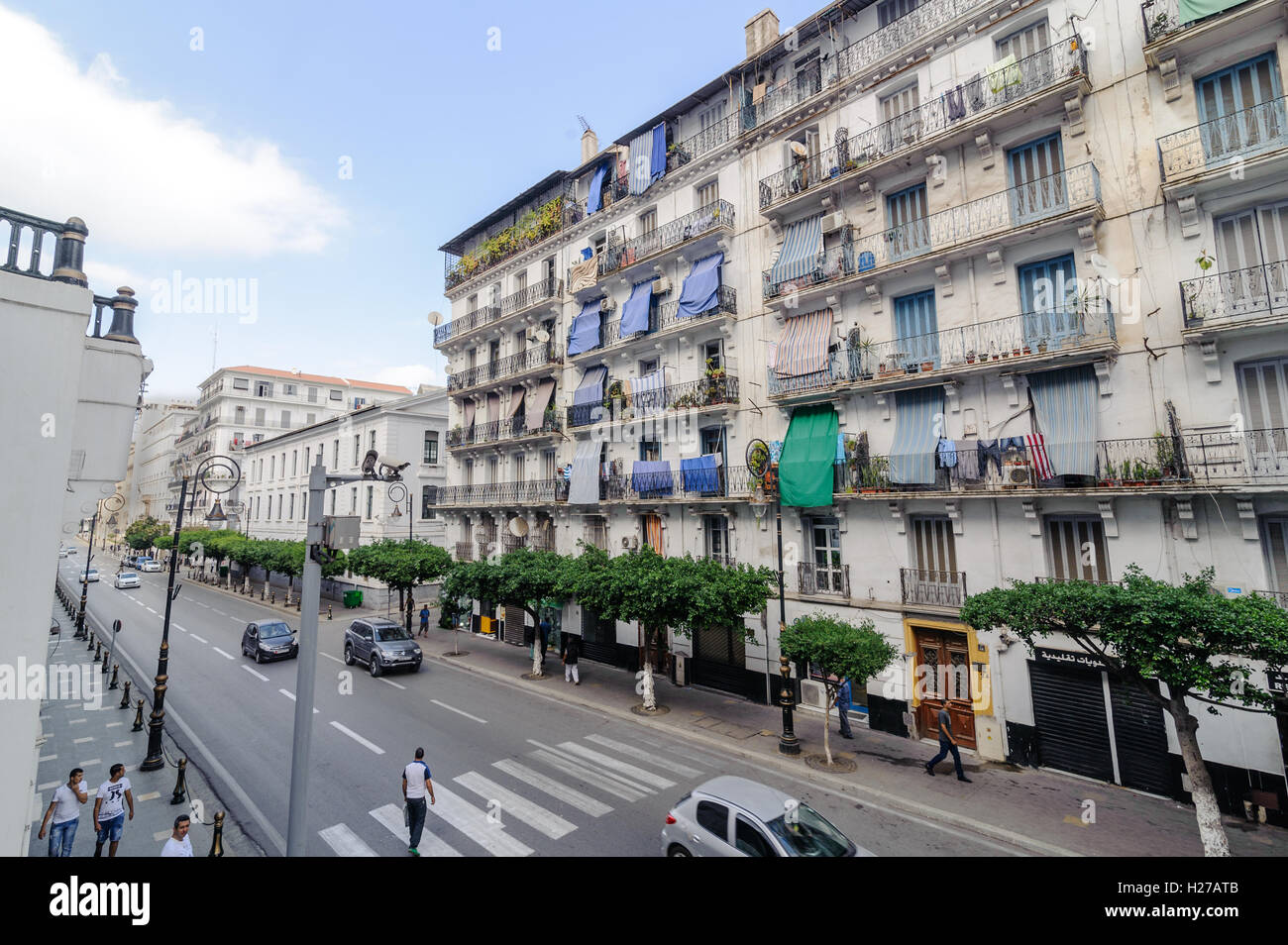 French colonial buildings in Algiers Algeria.Buildings are being ...