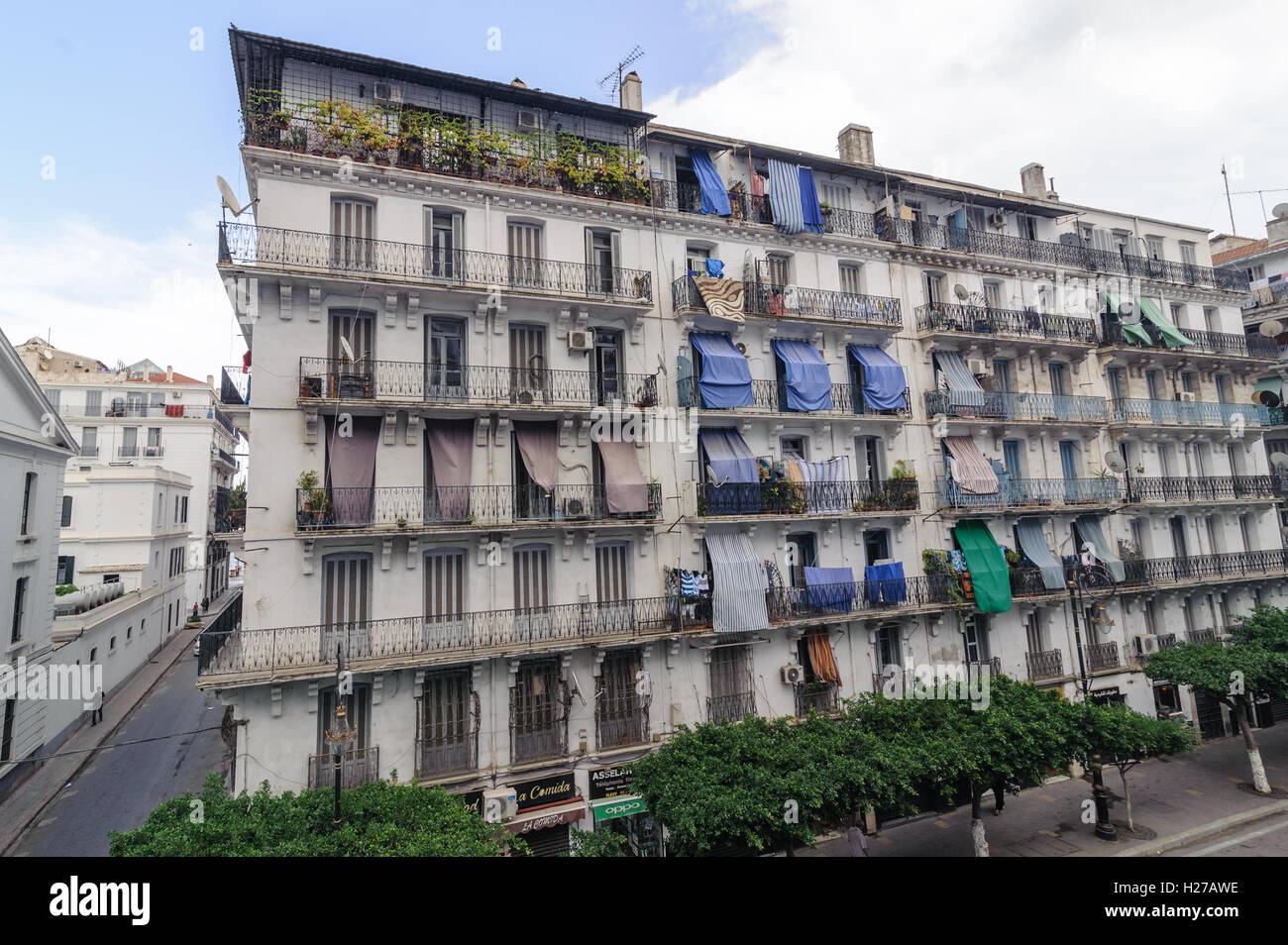 French colonial buildings in Algiers Algeria.Buildings are being ...