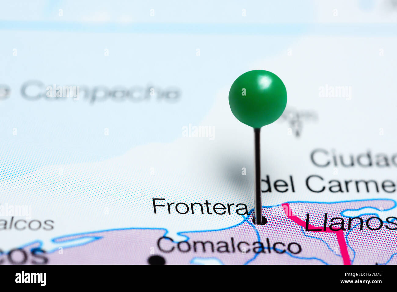Frontera pinned on a map of Mexico Stock Photo - Alamy