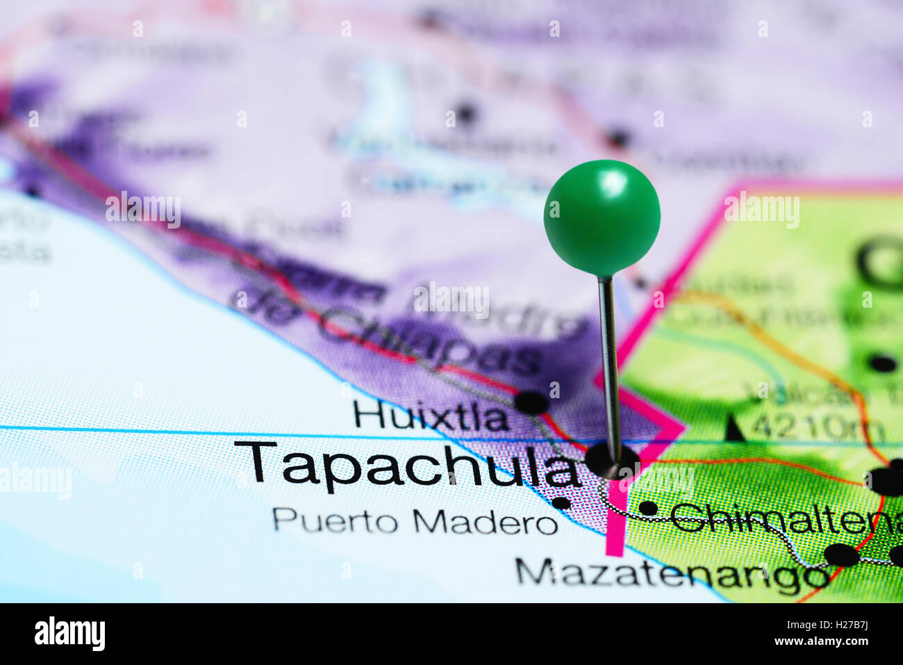 Tapachula pinned on a map of Mexico Stock Photo - Alamy