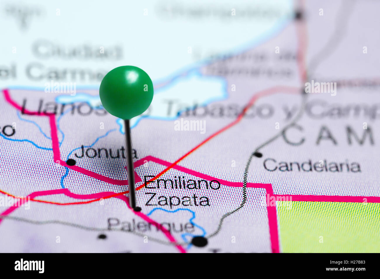 Emiliano Zapata pinned on a map of Mexico Stock Photo - Alamy